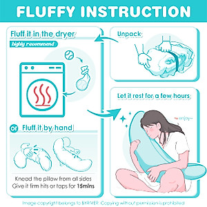 BYRIVER 39" Pink Purple Cute Body Pillow for Women Girl Side Sleepers, C Shaped Pregnancy Pillow, Anxiety Relief Hugging Pillow for Adults, 100% Cotton Pillow Cover, Gifts for New Mom (ZI-L)