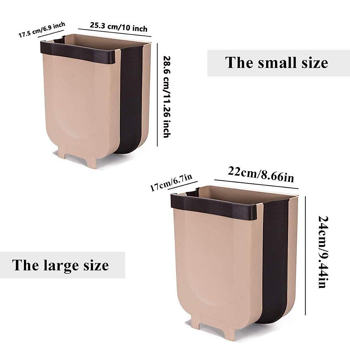 Perfuw Folding Waste Bin, Kitchen Hanging Trash Can, Collapsible Trash Bin for Kitchen Cabinet Door, Creative Wall Mounted Waste Bin for Bathroom & Car, Portable Home Garbage Storage Bucket
