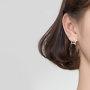 Minimalist Star Small Hoop Earrings 925 Sterling Silver for Women Teen Girls Cute Huggie Hoops Wedding Earring Fashion Jewelry Gifts for Best Friend Daughter Hypoallergenic