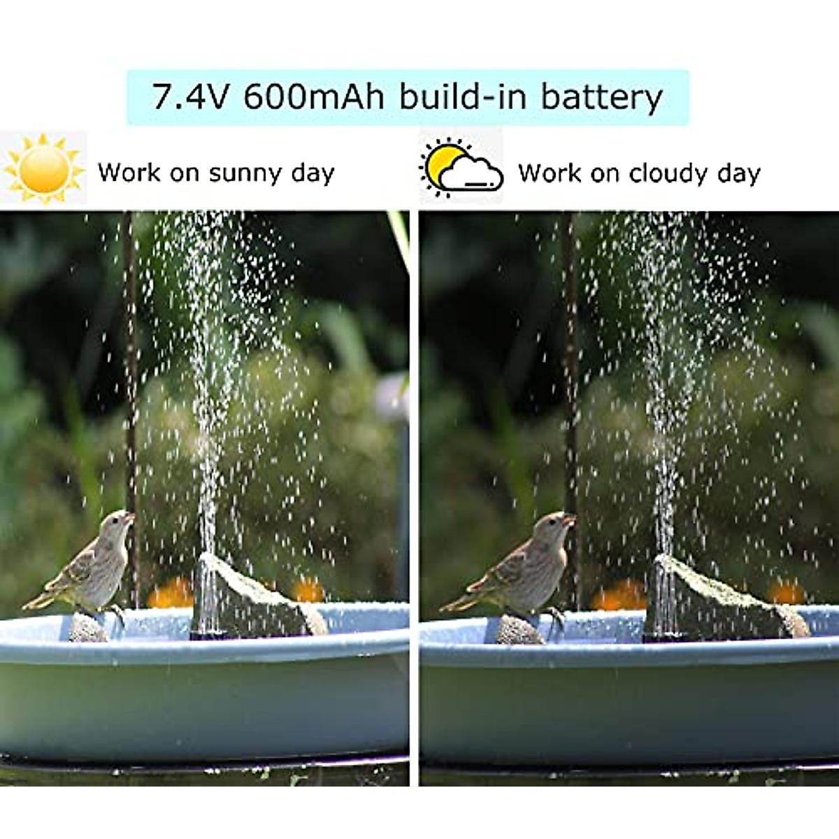 Lewisia 5W Solar Fountain Pump with Battery Backup for Patio Pool Koi Pond Bird Bath Garden Decoration Submersible Solar Powered Water Pump Kit