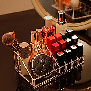 Cq acrylic Makeup Organizer Skin Care Large Clear Cosmetic Display Cases Stackable Storage Box With 7 Drawers For Vanity,Set of 4