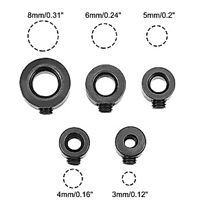 uxcell 3mm 4mm 5mm 6mm 8mm Bore Drill Stop, Drill Bit Depth Holder, Set Screw Style, Black Oxide Carbon Steel 5pcs