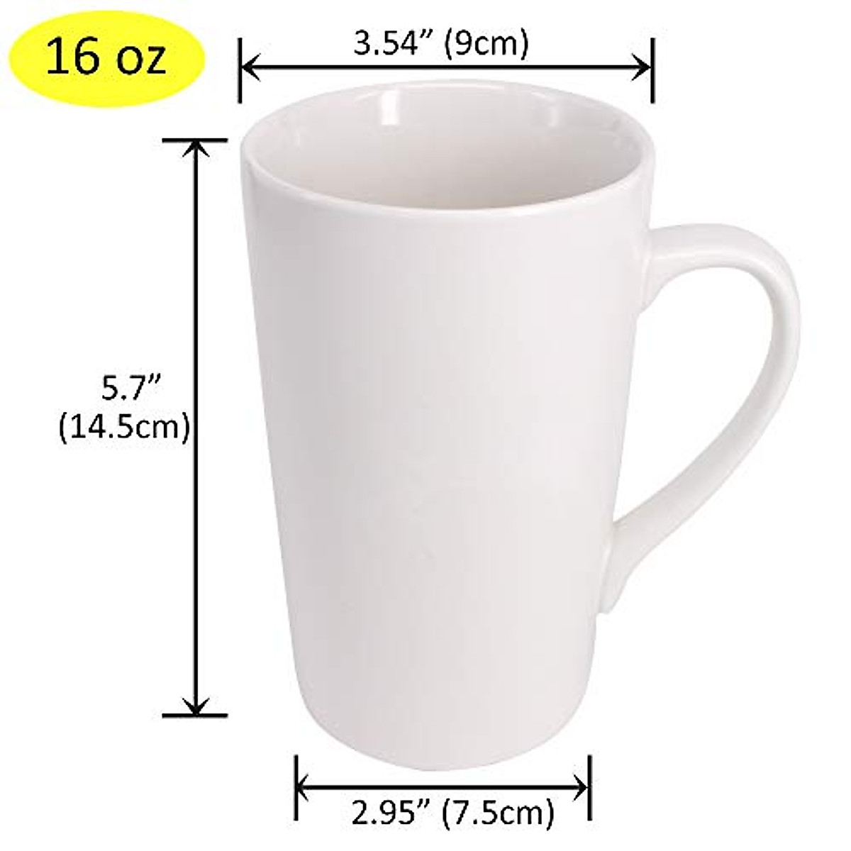 Belinlen 2 Pack 16 OZ Coffee Cup Simple Pure White Ceramic Cup Plain Large Tall White Ceramic Milk Tea Coffee Mug with Handle
