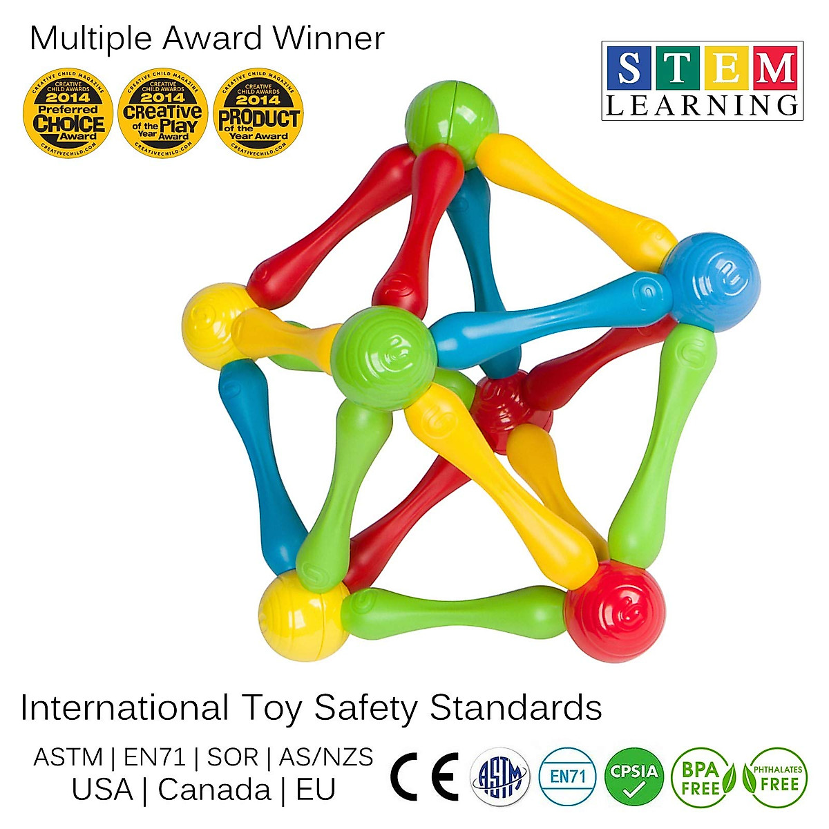 Goobi 40 Piece Construction Set Large Building Blocks Developmental Play Magnetic Sticks STEM Learning Colors Creativity Imagination 3D Puzzle Educational Toys for Ages 1 2 3 Year Toddlers Preschool