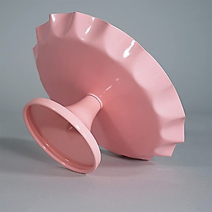 ATRDTO Set of 3 Pcs Wave Rim Cake Stands Iron Cake Holder Dessert Display Plate Serving Tray for Baby Shower Wedding Birthday Party (Pink)