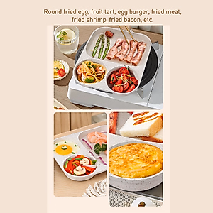 Divided Frying Pan, 3 Section Grill Pan All in One Pan Fried Egg Pan for Breakfast Gas Stove Induction Cooker