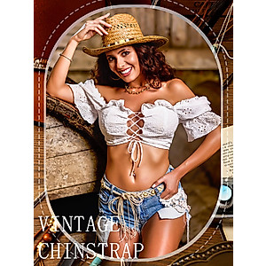 Zeyune 10 Pcs Cowboy Hat Bands Ethnic Western Hat Belts Rural Cowgirl Turquoise Hatbands Beaded Cowboy Hat (Novelty Style)