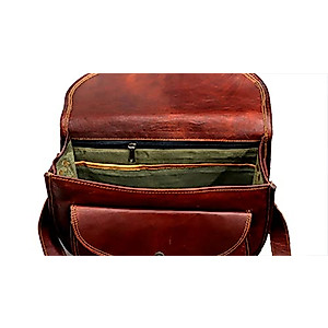 Women 13 Inch Vintage Style Genuine Brown Ladies Tote Travel Purse Leather Crossbody Shoulder Bag Leather Handmade Purse (Tan Brown)