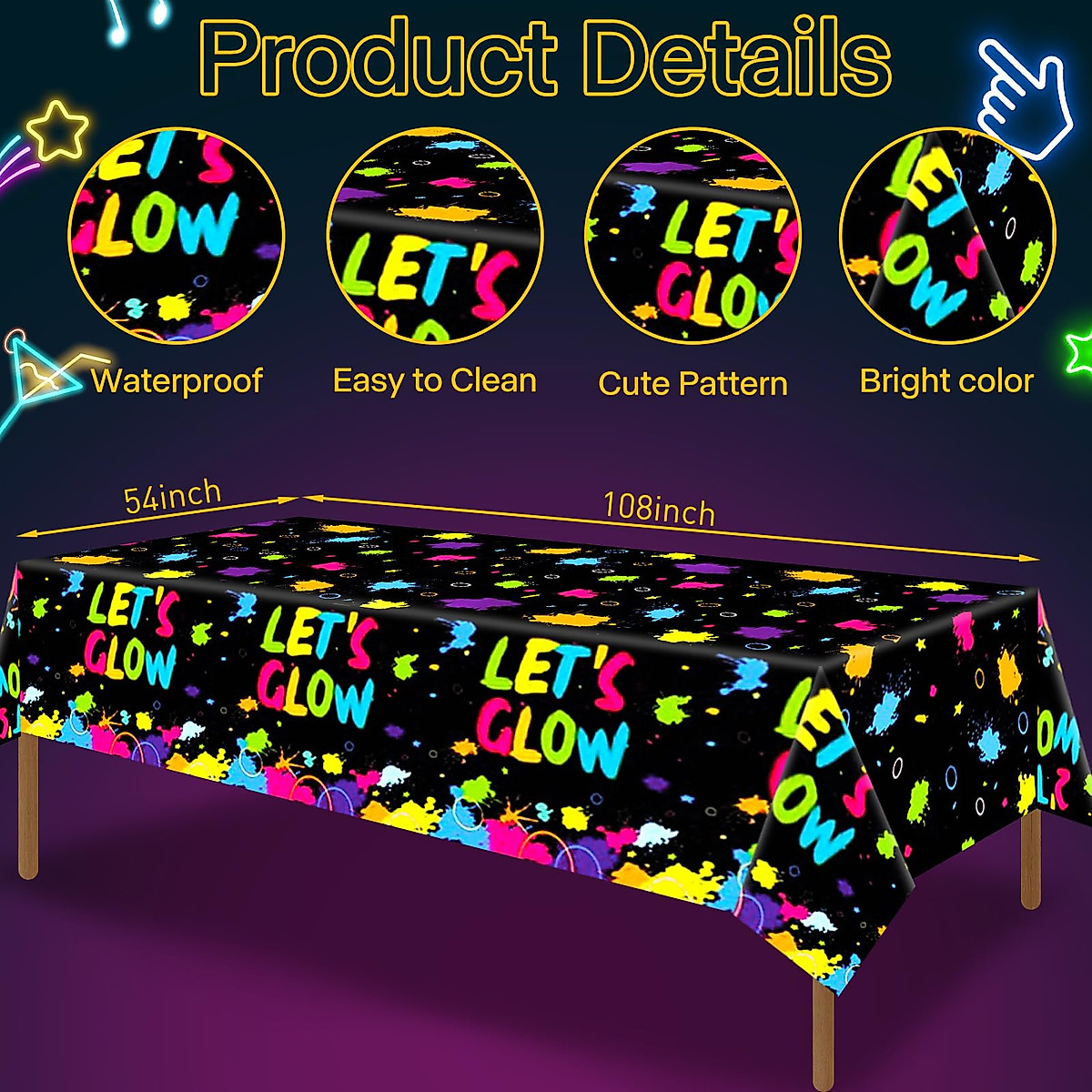 Gudvilla Neon Birthday Party Decorations,169pcs Neon Plates Birthday Plates and Napkins for Glow in The Dark Party Supplies 80s Graffiti Glow Birthday Party Decorations Serves 24