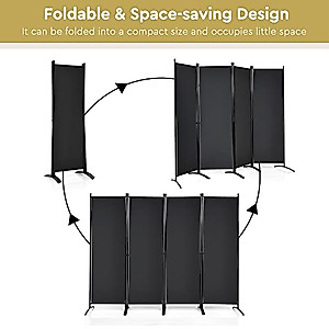 Giantex 5.6 Ft Tall 4 Panel Room Divider Black, Lightweight Portable Folding Privacy Screen, Freestanding Partition Wall Divider and Separator for Bedroom Home Office Apartment Studio