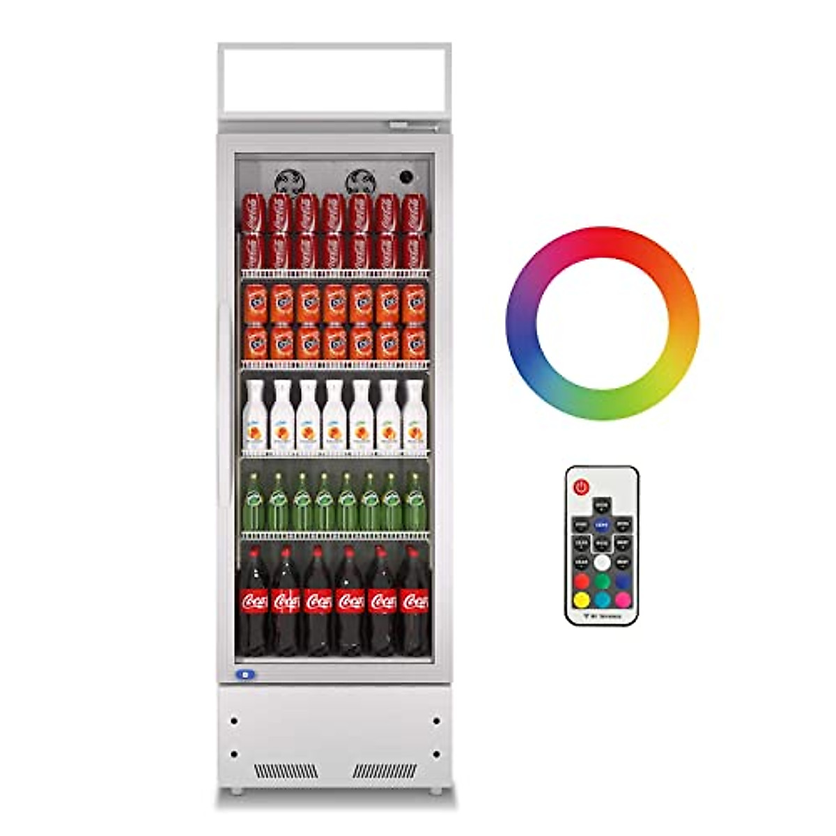 KICHKING 10.9 Cu.ft Merchandiser Refrigerator, 35~46℉, 23.6" W Glass Door Upright Display Refrigerator, Light Box Beverage Cooler, LED Lighting, Drink Fridge-Silver, for Restaurant Grocery Stores