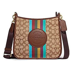 COACH Women's Dempsey File Crossbody Shoulder Bag (Signature Jacquard Gold- Khaki - Redwood Multi)