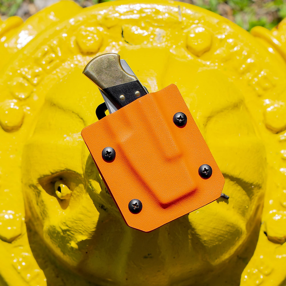 Clip & Carry Kydex Sheath for the Buck 110 & Buck 112 Folding Pocket Knife - Made in USA - Belt Holster Case - Orange