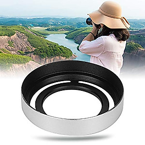Oumij1 Hollow Metal Lens Hood - Compact Lens Hood - Detachable Camera Lens Hood - for Fuji X10/X20/X30 Camera(Silver)