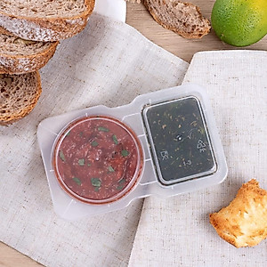 Aywenny 15PCS Double Compartment Condiment Containers with Lids,Disposable 2 Compartment Snack Containers,Dual Compartment Containerfor for Condiment, Dip, Sauce, Sampling and Travel Snacks