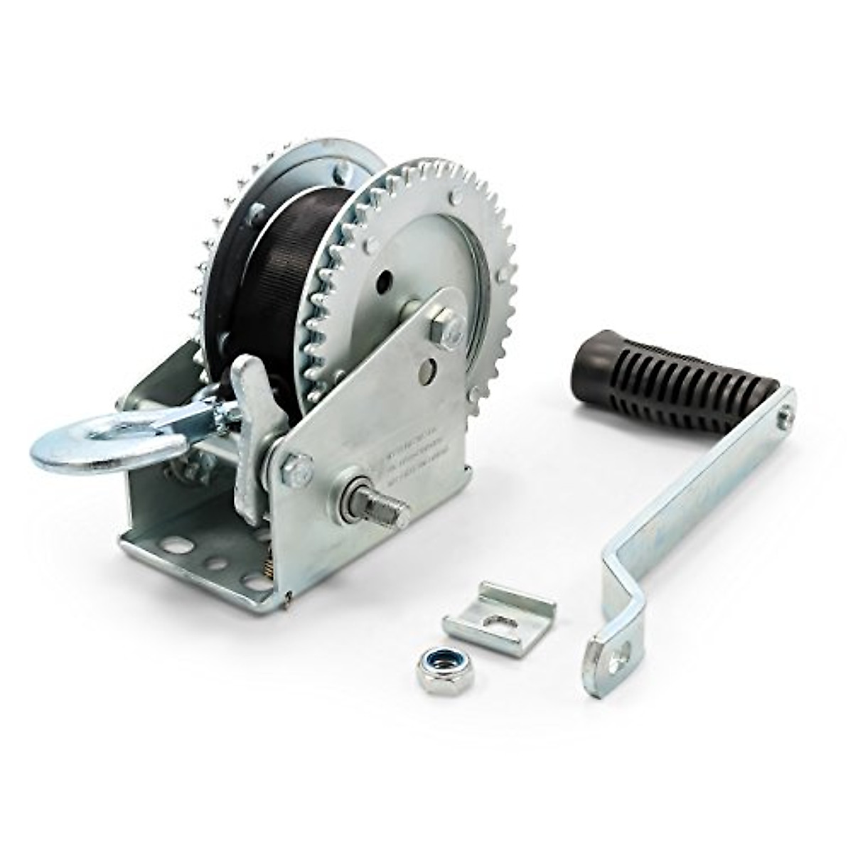 Camco 50000, Trailer Boat Winch | Features a 2-Way Ratchet & 20-Foot Strap with a 2,000lb Weight Capacity