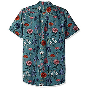 Goodthreads Men's Slim-Fit Short-Sleeve Printed Poplin Shirt, Wallpaper Floral, XX-Large