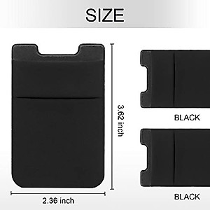 FYY Card Holder for Phone Case, 2 Pack Stick on Phone Wallet, Stretchy Lycra Credit Card for Back of Phone Card Wallet Sleeve Pouch Compatible with iPhone Samsung Android Smartphones Black & Black