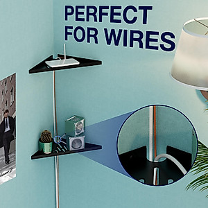 iReef way Floating Corner Shelves for Wall 2 Small Black Shelves for Wall Mounted No Drilling Easy to Install Corner Shelf for Bedrooms, Bathrooms, Kitchens, Living Rooms, Offices and Dorm Rooms