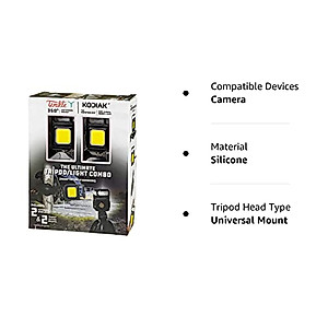 Tenikle 360° Universal Mount and Kodiak Kompanion 500 Lumen Work Light, The Ultimate Tripod and Light Combo, 2 Pack