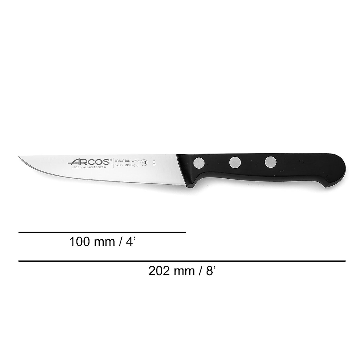 ARCOS Knife Set 2 pieces - Nitrum Stainless Steel and mm blade. 363 gr. Professional Kitchen Knife for Cooking. Ergonomic Polyoxymethylene POM Handle. Series Universal. Color Black