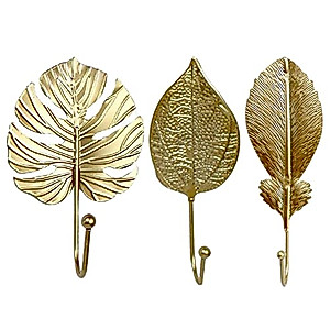 ＫＬＫＣＭＳ 3 Pieces Cast Leaf Hook Decorative Vintage Style Heavy Duty Hooks