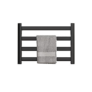 Boyuan Heated Towel Rack, Constant Temperature 55°C, 4-Bar Towel Warmer Rack Wall Mounted Hot Towel Rack Aluminum Alloy 82W Electric Towel Drying Rack Plug-in Towel Warmers for Bathroom Kitchen,Black