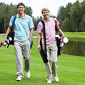 Cunhill 2 Pieces 6-Can Insulated Cooler Sleeve Beer Cooler Tube Black Insulated Beer Hold Golf Bag Insulated Beer Cooler for Golfing, Beach Days, Picnic, Traveling and More (Straps Style)