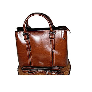 JUPA Place Medium Size Vegan Leather Handbag - Tote Shoulder Bag for Women - Satchel Handbag with Adjustable Strap - Tote Bag Top Handle Purse Durable Everyday Shoulder Bag (BROWN)