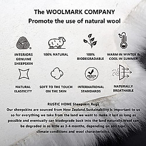 Rustic Home Genuine Sheepskin Rug, ECO-Tan New Zealand Fur Area Rug, Luxury New Zealand Pelts, Naturally Silky Soft Lambskin, Thick & Fluffy, Large for Bedroom & Living Area. (2'x3.25', Ivory)