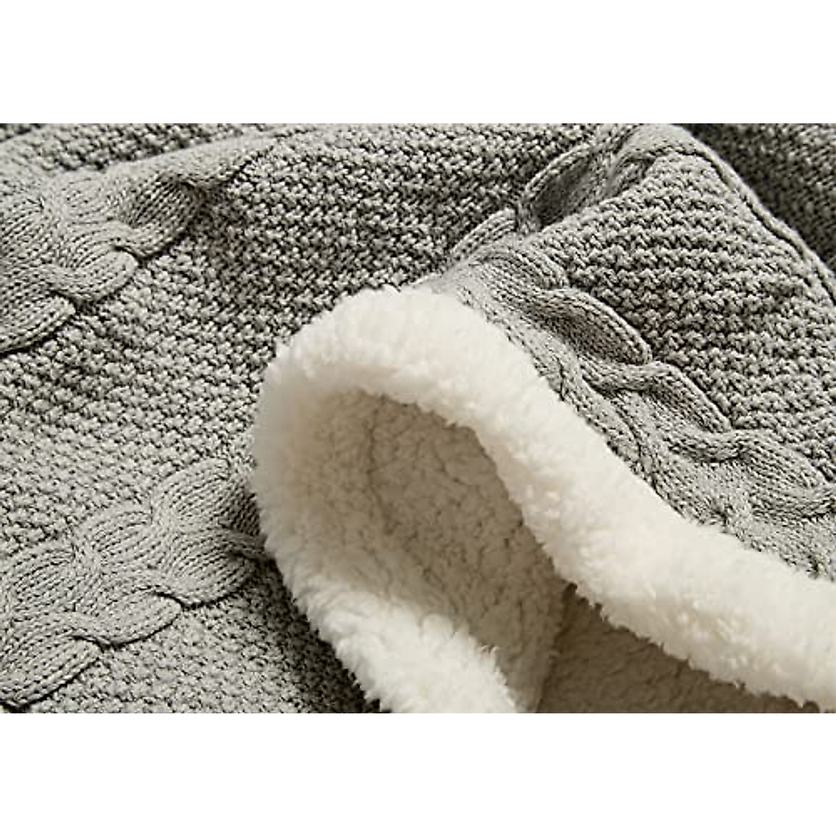 GunziStreet Bed Blanket Throw Solid Pure Cotton Cable Knit Fuzzy Warm Fleece for Couch Chairs Sofa Baby Kids Adult Home Decorative Coverlet All Season (Gary, Throw(51''x63''))
