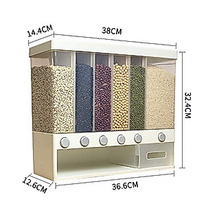 XHSP Dry Food Dispenser,Wall Mounted Cereal Dispenser with Lids, Space Saving Plastic Storage Containers for Convenient Storage of Rice Nuts Beans Candy Cereals and Free Control of Cereal Output