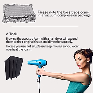 Acoustic Foam Bass Traps -12 Pack Wall Corner Studio Foam Blocks 12" X 7" X 7" Low-Frequency Sound Absorption Material for Home Studio and Theater etc. (12 Pack, Bass traps)