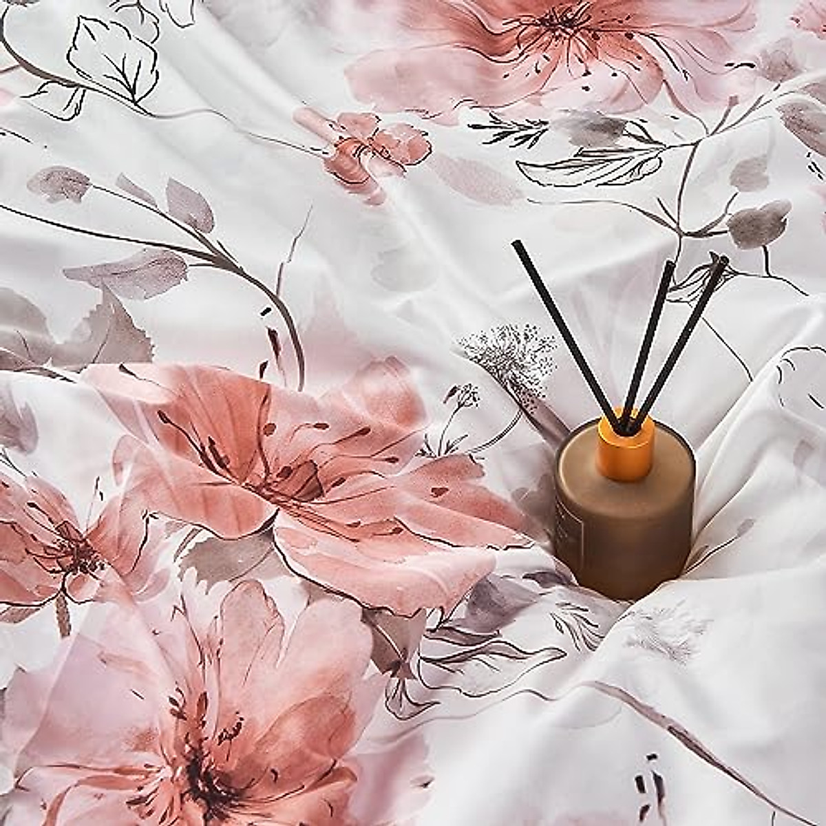 DESIHOM 3 Pieces Floral Duvet Cover Queen Size Light Pink Flower Duvet Covers Set Coquette Spring Duvet Cover with Zipper Comforter Cover Queen Size Pink Bedding Set