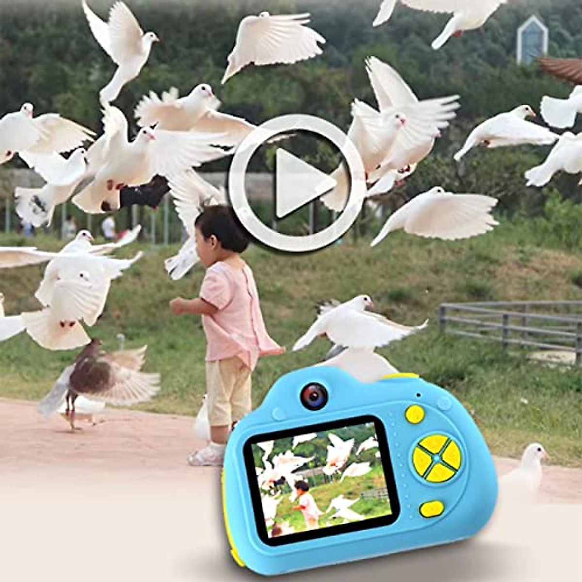 CHICIRIS Children Cartoon Digital Camera, 610mAh Large Capacity 2 Inch Dual Camera Mini Digital Camera for Taking Photo for Video