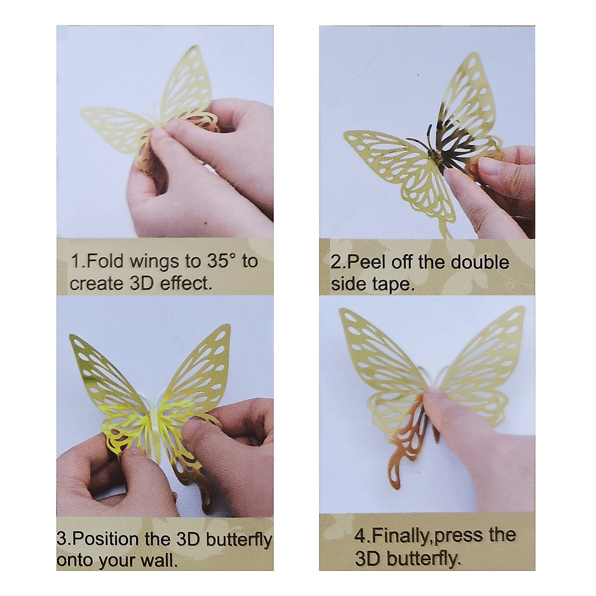 Menoeceus 3D Butterfly Wall Stickers 72 Pcs Silver Room Decor Removable Metallic Wall Sticker Room Mural Decals Decoration for Kids Bedroom Nursery Classroom Party Wedding Decor DIY Gift