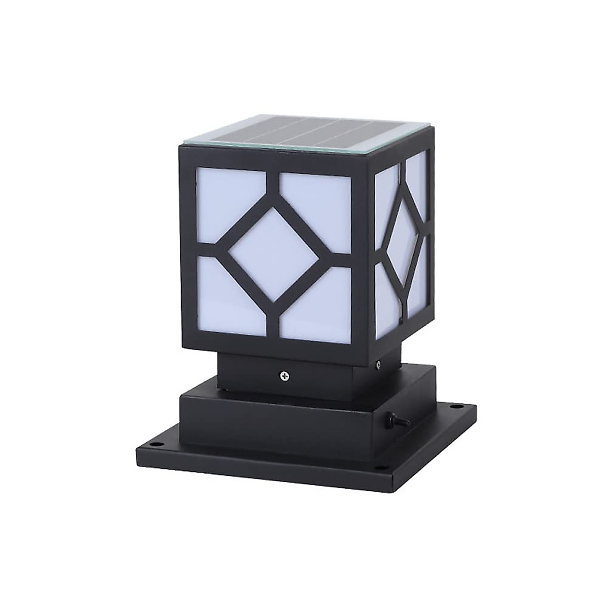 LANTKD Solar Column Head Lamp, Courtyard Villa Garden Home Super Bright Chinese-Style Gate Pillar Lamp Outdoor Waterproof Fence LED Three-Color Dimming Lamps