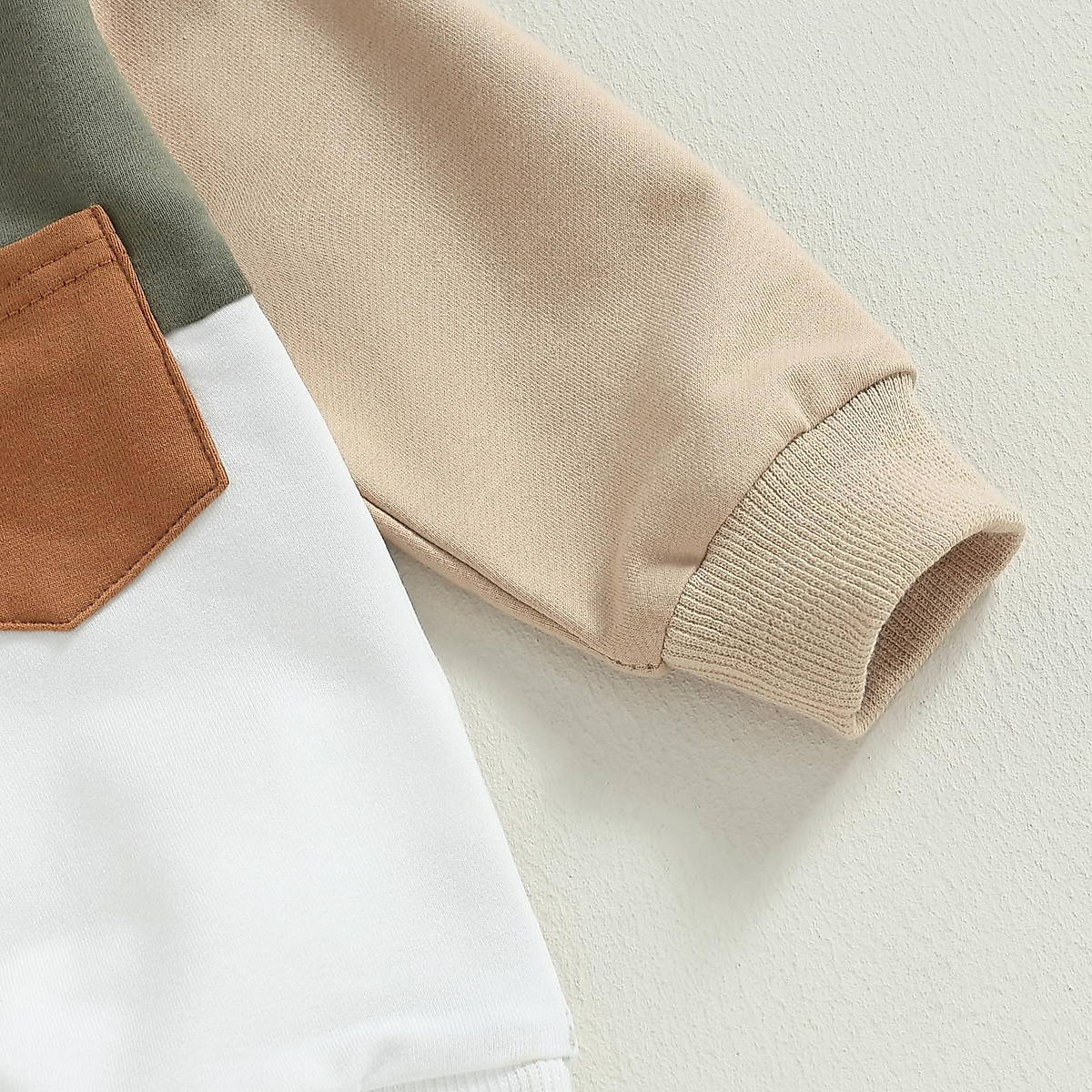 Rarjuiey Toddler Baby Boy Clothes Color Block Pullover Sweatshirt Top Elastic Waist Pockets Joggers Pants 2Pcs Fall Outfit (Army Green,0-6 Months)