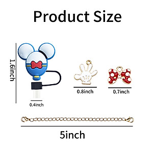 12 Pcs Silicone Straw Covers, 0.4in Diameter Cute Straw Toppers, Dust-Proof Reusable Cartoon Straw Tips Lids and Cup Charms, for Cup Accessories