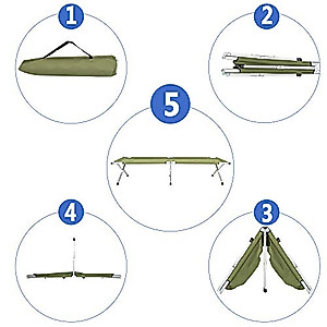 Kcelarec Outdoor Camping Cot, Folding Lightweight Bed Portable Camping Cot with Carry Bag for Adults Hiking Hunting Traveling