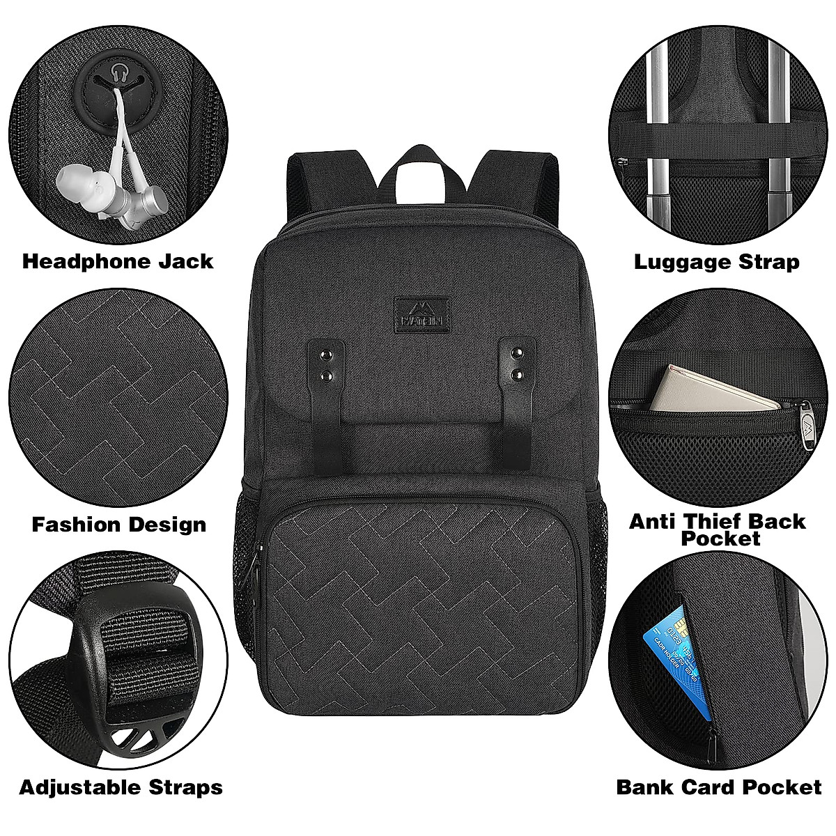 Lunch Backpack for Women, Insulated Cooler Work Laptop Backpacks with USB Charging Port, Waterproof Travel Computer Bag School Lunchbox Daypack College Bookbag Gift for Men Fits 15.6 Inch Notebook