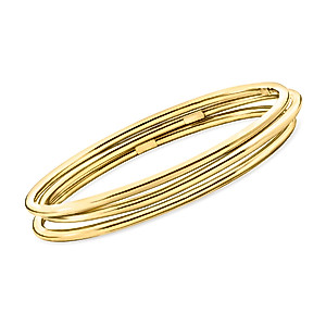 Ross-Simons Italian 22kt Gold Over Sterling Jewelry Set: 3 Polished Bangle Bracelets. 7.5 inches