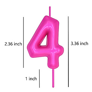 DERVENTA Number Candle Pink 2.36 inch Party Celebration Anniversary Decoration Perfect Birthday Brunch Dessert Cake Topper 1 Piece (Number 4 Pink)