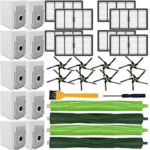 LOTIN Replacement Parts Kit Compatible with Roomba s9(9150),s9+(9550), Series Vacuum Cleaner.Pack of 2 Set of Multi-Surface Rubber Brushes,8 Side Brushes,8 Filters,10 Dust Bags,2 Tools …