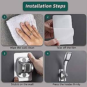 AMAGIANO Shower Head Holder Suction, Self-Adhesive Wall Mounted Shower Bracket Handheld Shower Head Holder，Adjustable Shower Head Holder（Chrome）