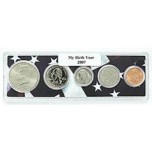 2007-5 Coin Birth Year Set in American Flag Holder Uncirculated