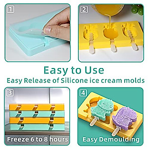 Popsicles Molds, Silicone Popsicle Molds, Ice Pop Mold, Homemade Frozen Baby Popsicles Molds For Kids, Popsicle Molds Silicone Bpa Free, popsicle maker, Pieces Reusable Easy Unmold 10 Pieces Cartoon