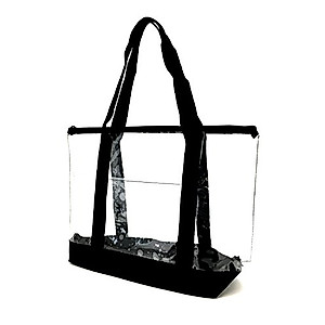 Clear PVC Zipper Tote Bag/Security Clear Tote Bag/Work Tote Bag (Black)