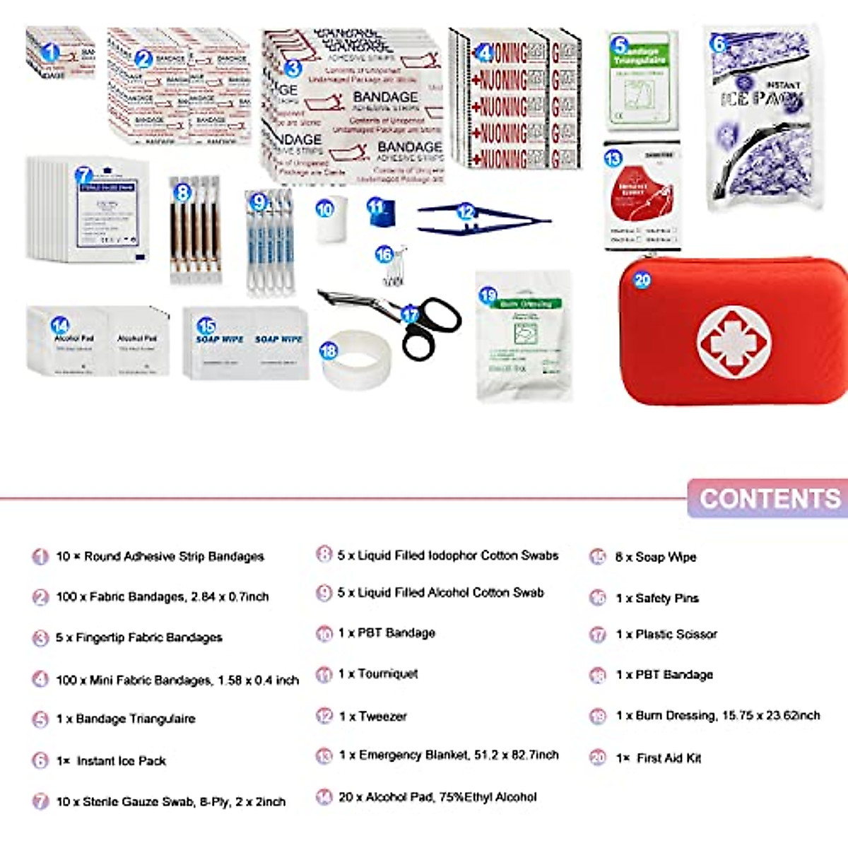 275PCS Personal First Aid Kit for Car Emergency Supplies Mini Compact Bag for Backpack, Basic Camping Essentials Survival Kit for Hiking Travel AMORNING