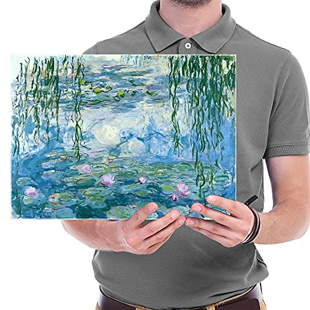 Wieco Art Water Lilies Floral Canvas Prints Wall Art by Claude Monet Famous Oil Paintings Flowers Reproduction for Kitchen Bedroom Bathroom Home Decor Modern Classic Landscape Pictures Giclee Artwork